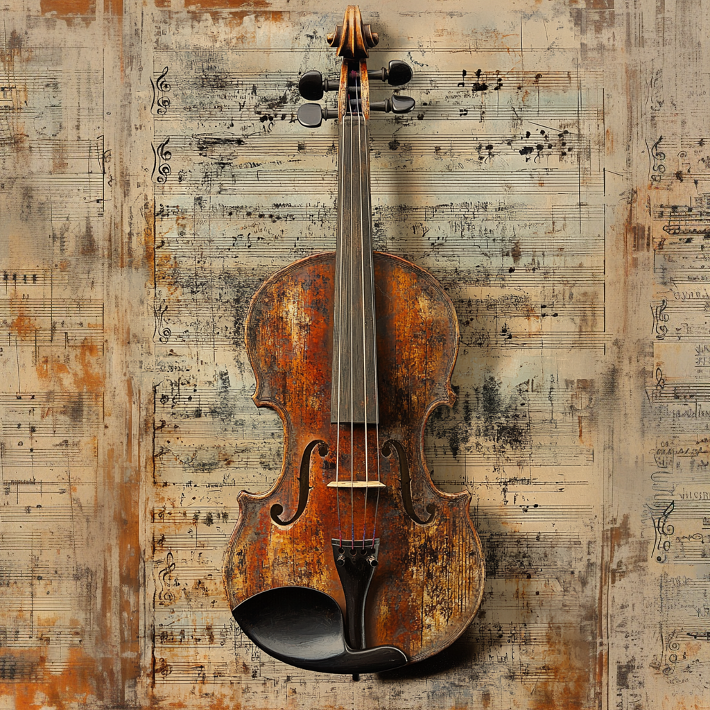 Violin & Sheet music rustic Mixed Media Print – On A Whimm Signs, Decor ...